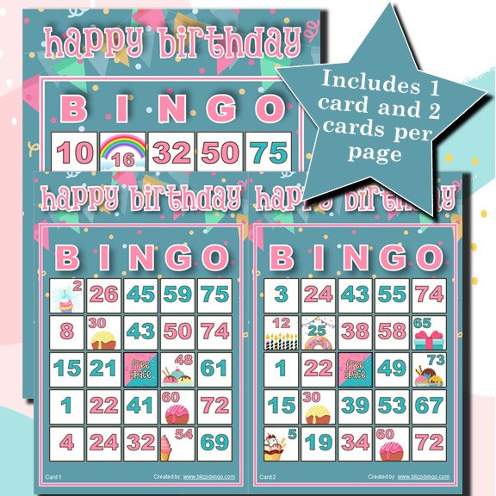 Happy Birthday 5x5 Bingo Printable Pdfs JPEG Bingo Cards - Etsy