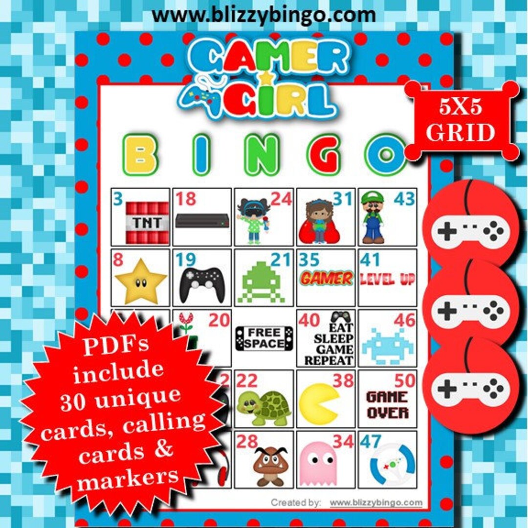 Gamer Girl 5x5 Bingo Printable Pdfs Contain Everything You Need to Play ...