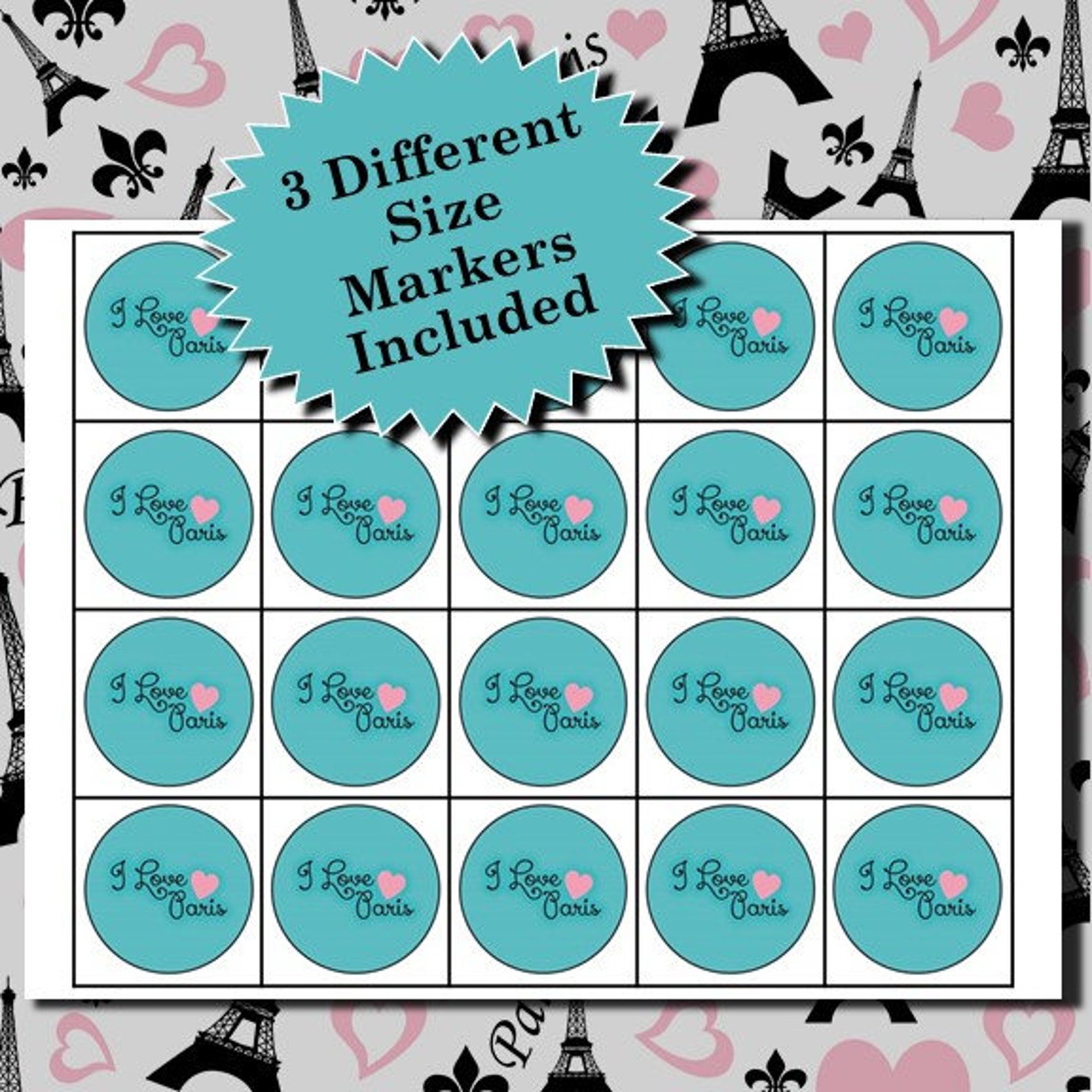 30 I LOVE PARIS 4x4 Bingo Cards Instant Download Pdfs for - Etsy