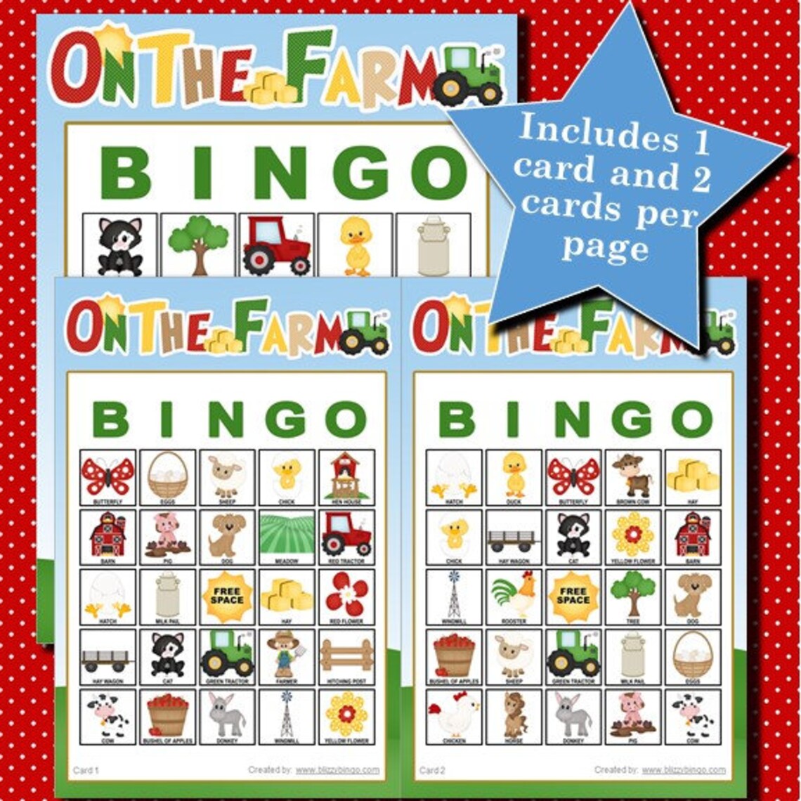 On the Farm 5x5 Bingo Printable Pdfs Contain Everything You - Etsy