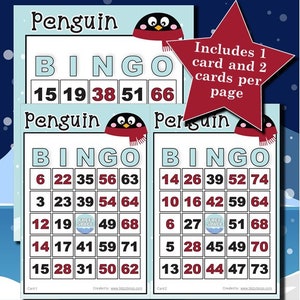 60 Penguin 5x5 Bingo Cards | Instant Download | Pdfs for Easy Printing ...