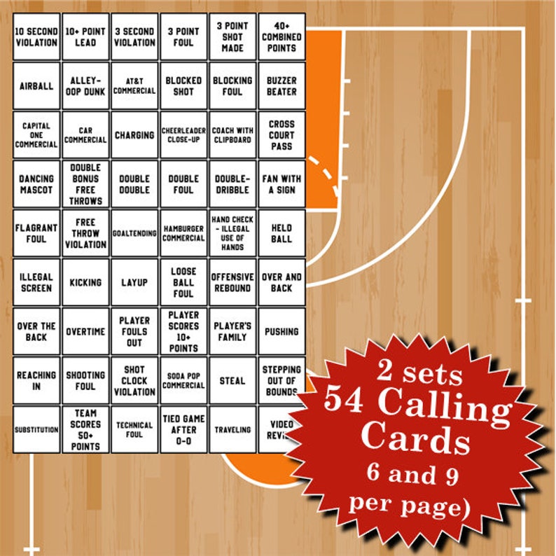 60 Basketball Madness 5x5 Bingo Cards Instant Download - Etsy