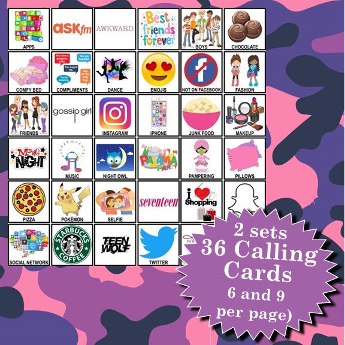 What a Girl Wants teenager 4x4 Bingo Printable Pdfs Contain - Etsy