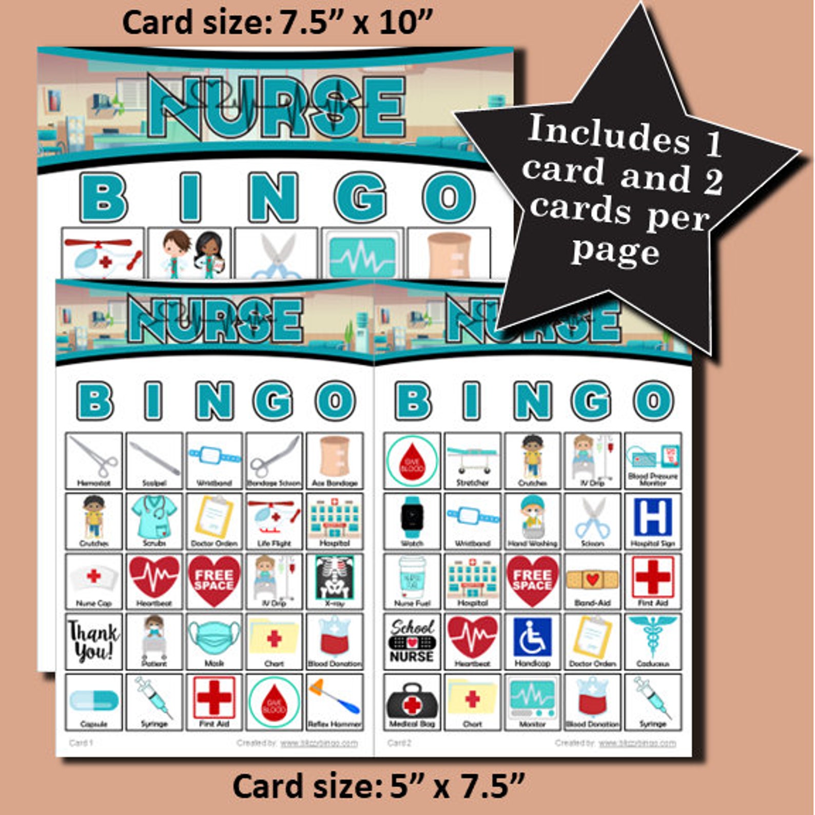 100 Nurse 5x5 Bingo Cards | Instant Download | Pdfs for Easy Printing ...