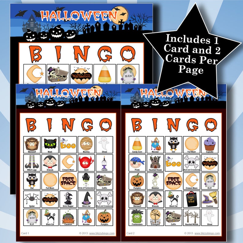 Halloween - Blue 5x5 Bingo Printable Pdfs Contain Everything You Need ...