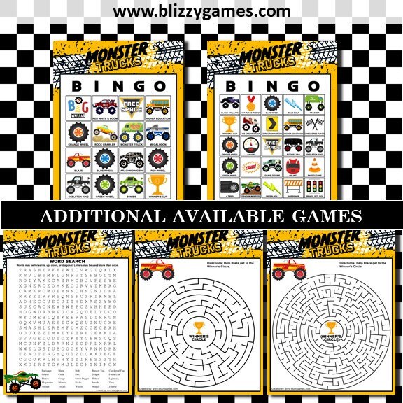 Monster Trucks 5x5 Bingo Printable Pdfs Contain Everything You | Etsy