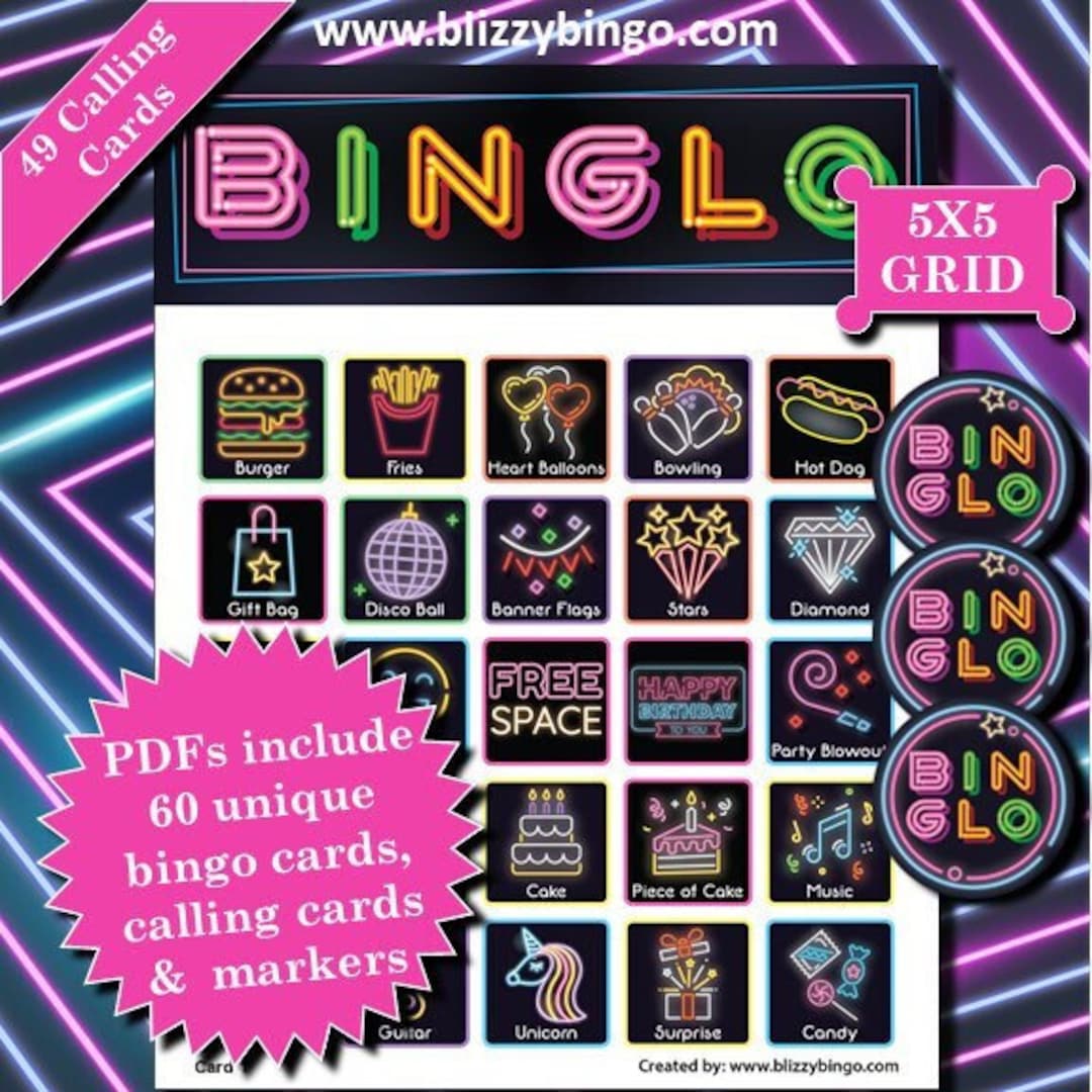 60 Binglo 5x5 Bingo Cards | Instant Download | Pdfs for Easy Printing ...