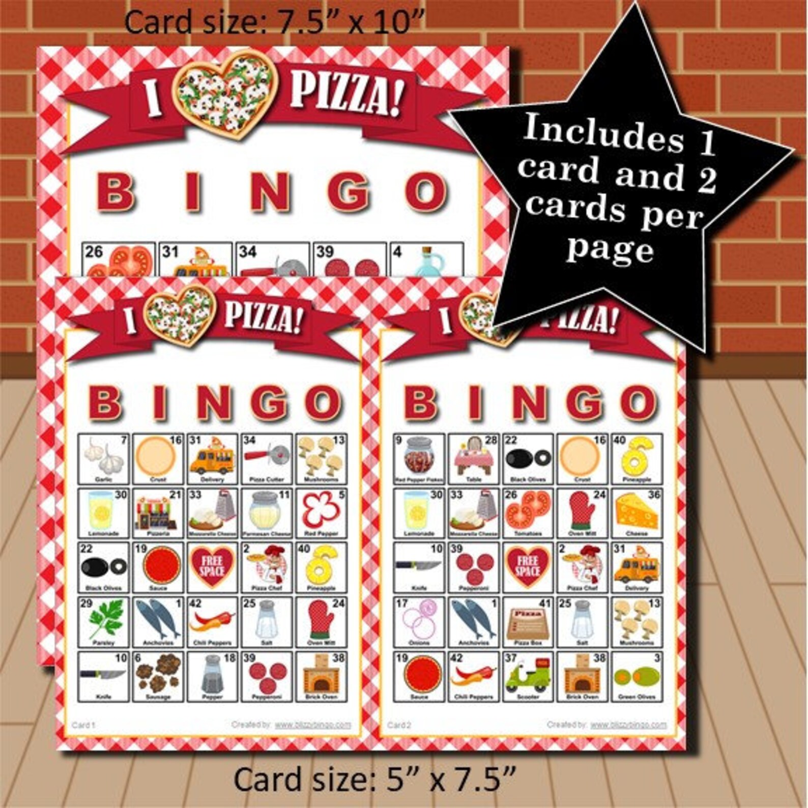 30 Pizza Party Numbers 5x5 Bingo Cards Instant Download | Etsy