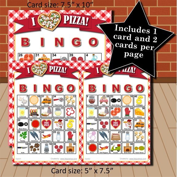 30 Pizza Party Numbers 5x5 Bingo Cards Instant Download - Etsy Canada