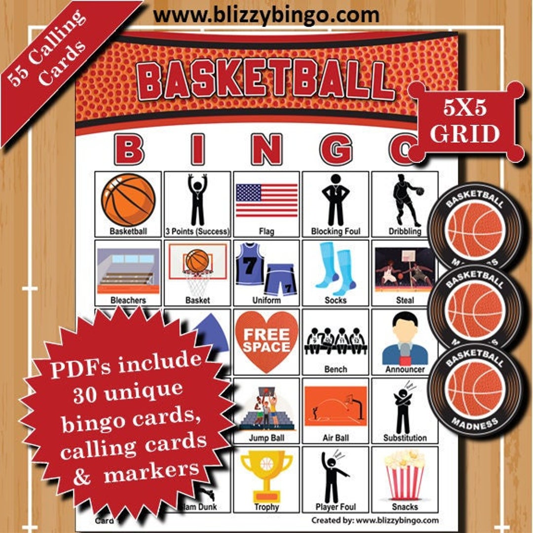 30 Basketball V2 5x5 Bingo Cards | Instant Download | Pdfs for Easy ...
