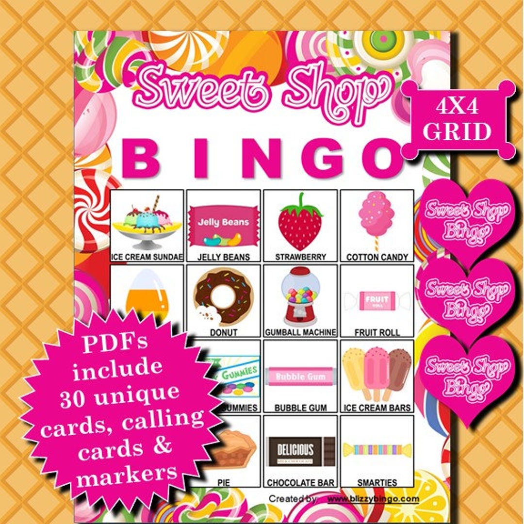 Sweet Shop 4x4 Bingo Printable Pdfs Contain Everything You Need to Play ...