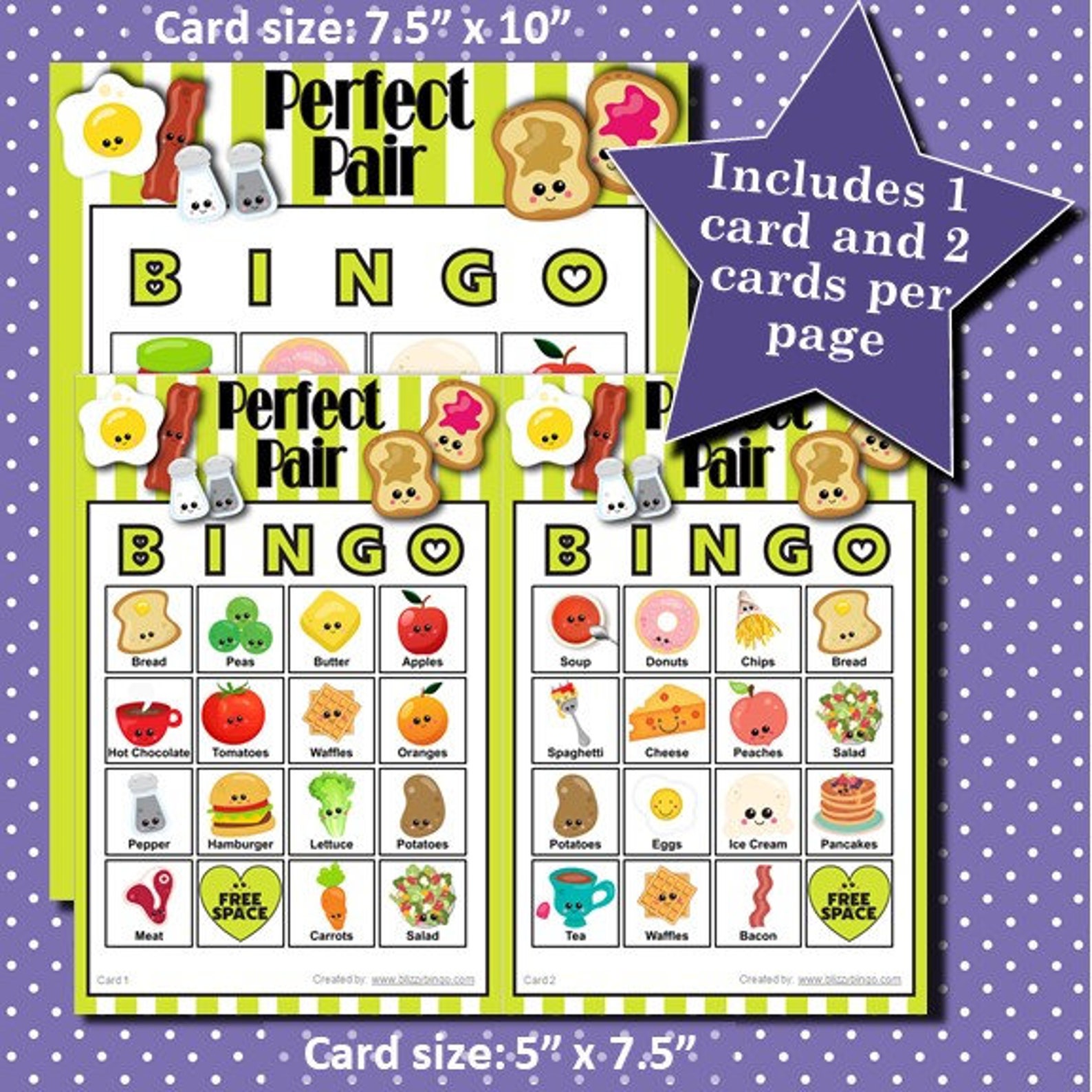 30 Perfect Pair 4x4 Bingo Cards | Instant Download | Pdfs + JPEG Cards ...