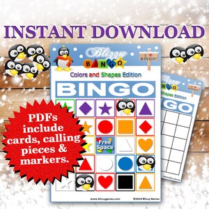 Blizzy Bingo COLORS AND SHAPES Printable Pdfs Contain Everything You ...