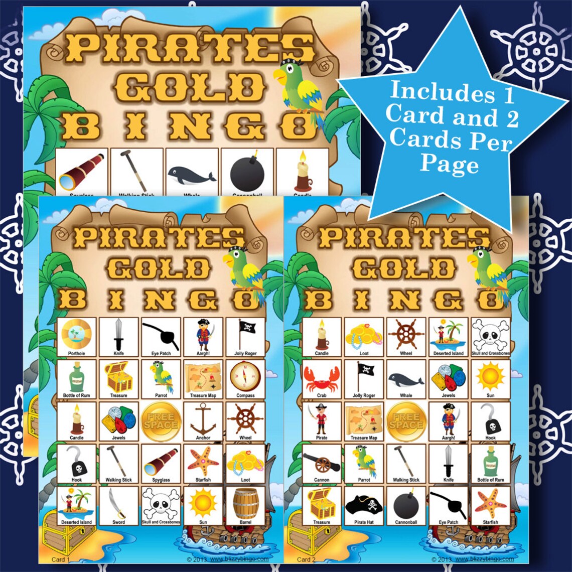 Pirates Gold 5x5 Bingo Printable Pdfs Contain Everything You | Etsy