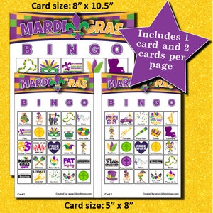 30 Mardi Gras 5x5 Bingo Cards | Instant Download | Pdfs for Easy ...