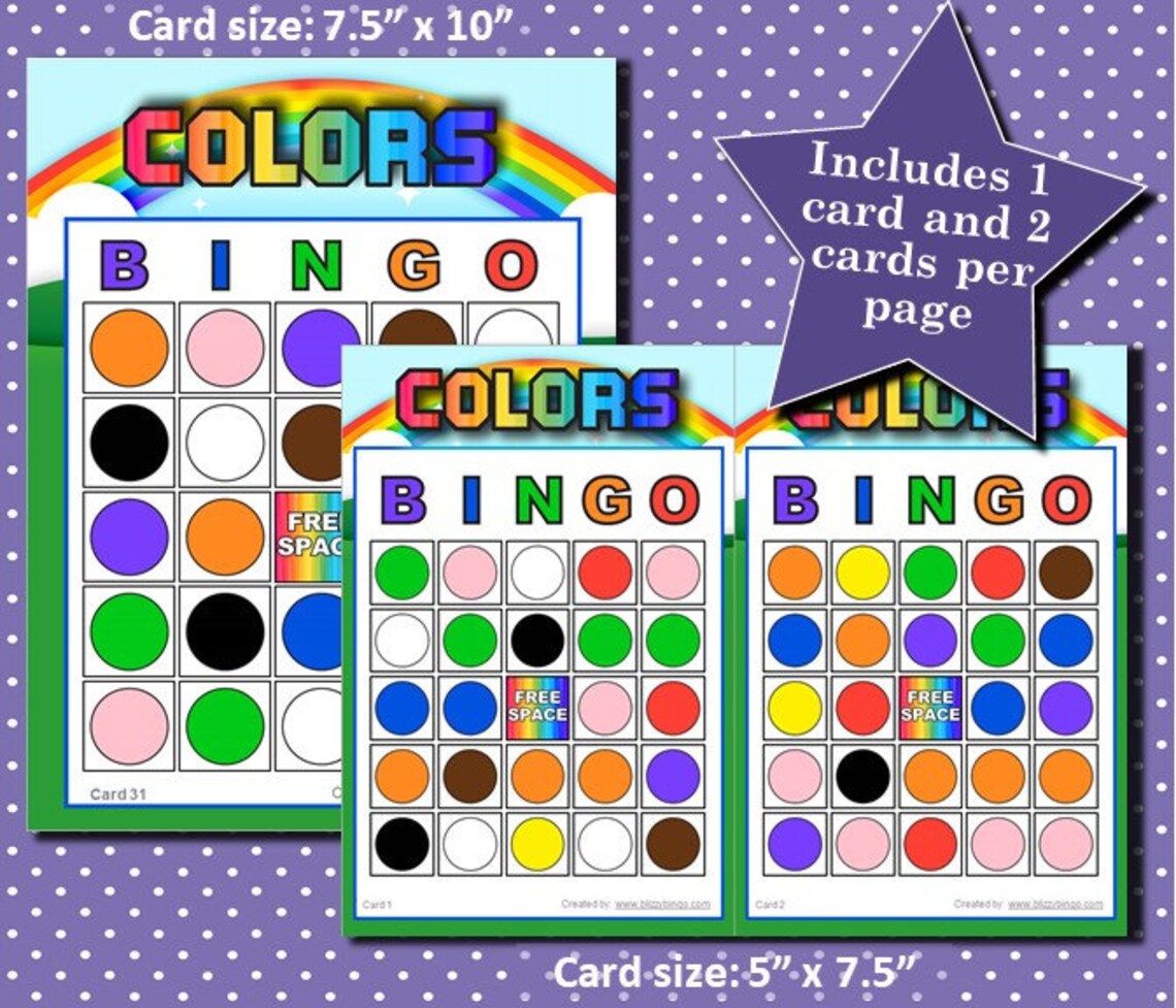 Colors 5x5 Bingo Fun for All From Toddlers to Seniors U | Etsy