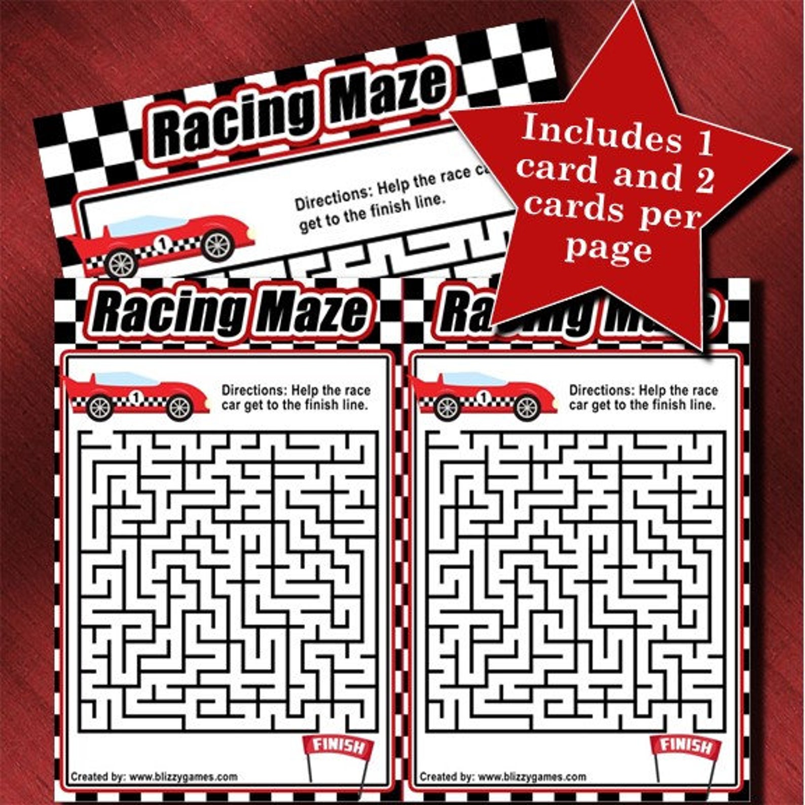 Racing Maze Printable Pdfs - Etsy