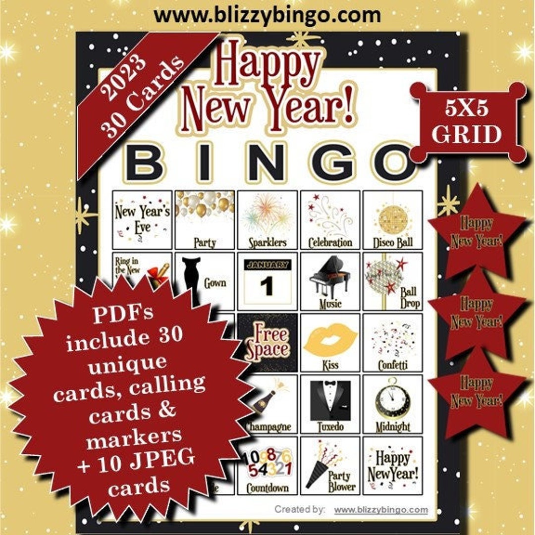 30 New Year's 5x5 Bingo Cards Instant Download Pdfs - Etsy