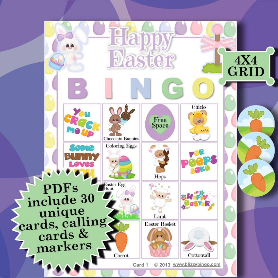 EASTER 4x4 Bingo Printable Pdfs Contain Everything You Need to Play ...