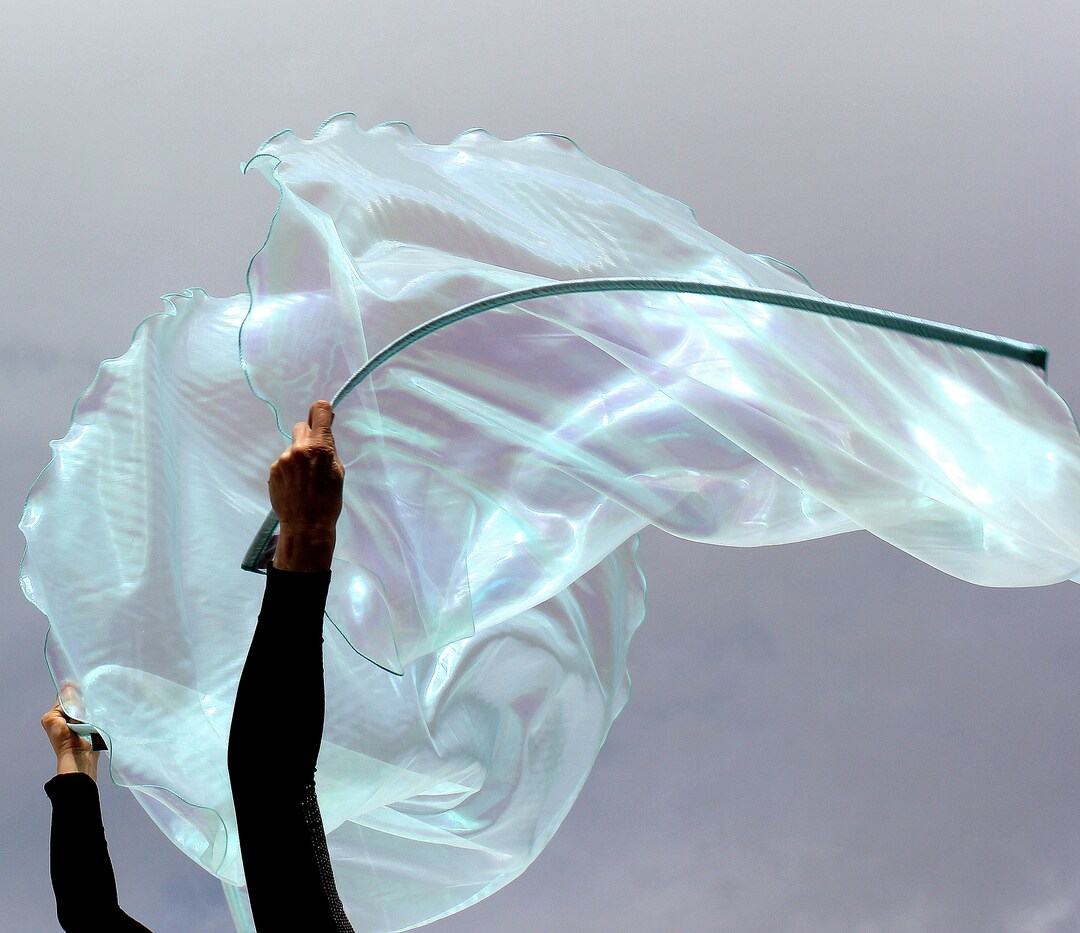 Iridescent Aqua Blue 'ruah' Breath of God Light Pearl Opalescent Sheer ...