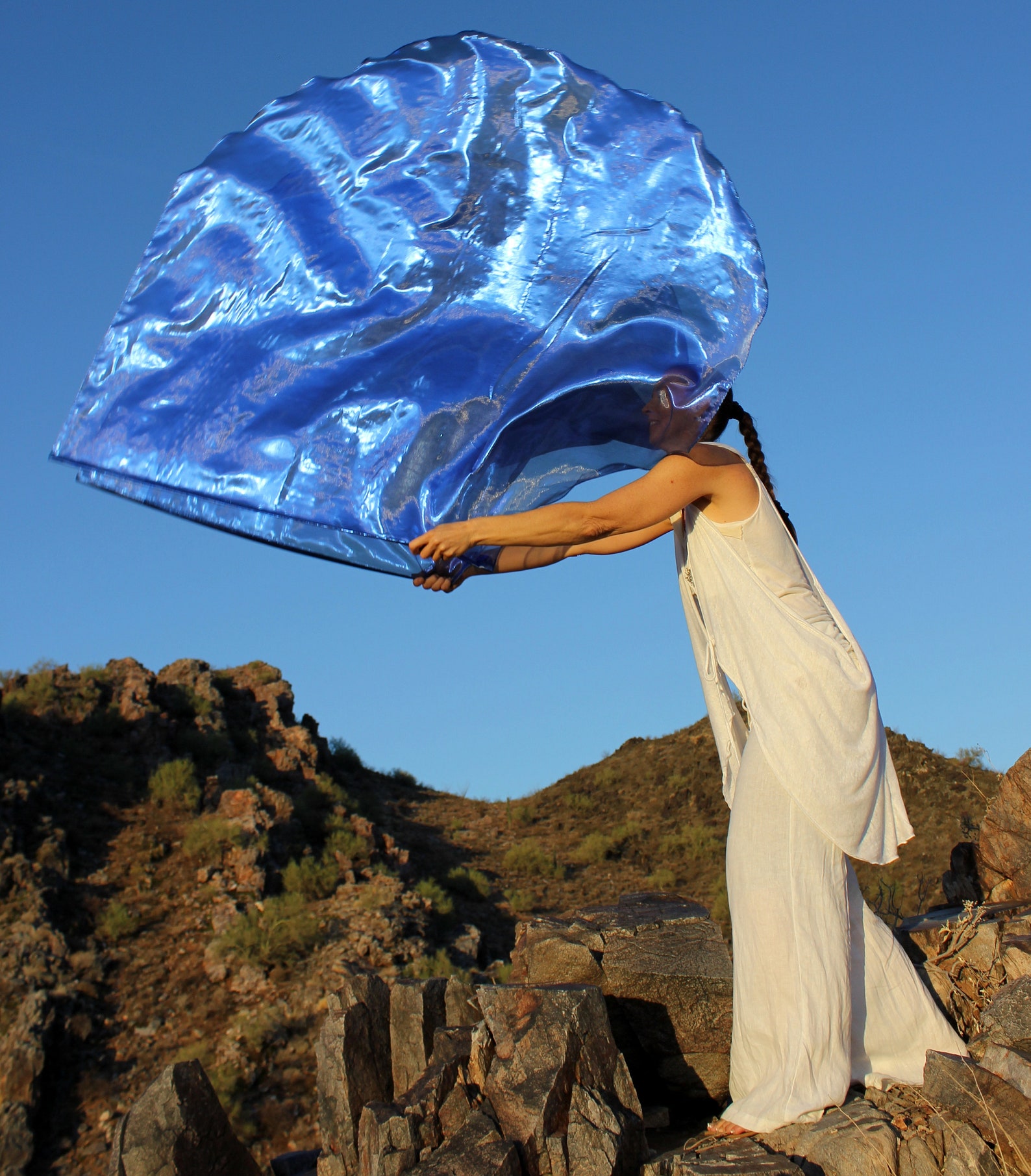 Semi-sheer Sapphire Blue 'many Waters the Voice of - Etsy