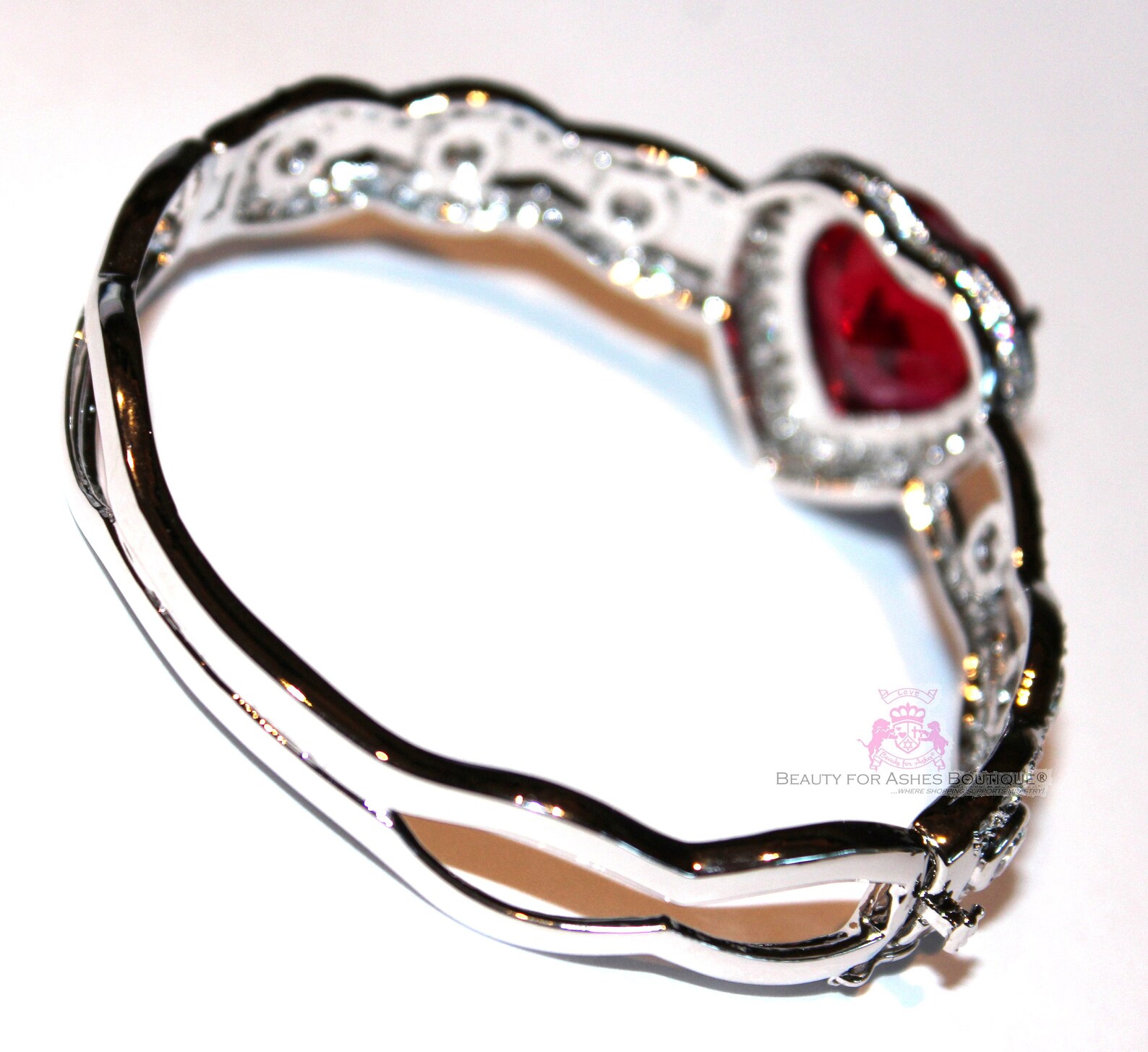 Prophet's Heart™ Ruby Red Cubic Zirconia Cz Heart Gift of Love Hinged ...