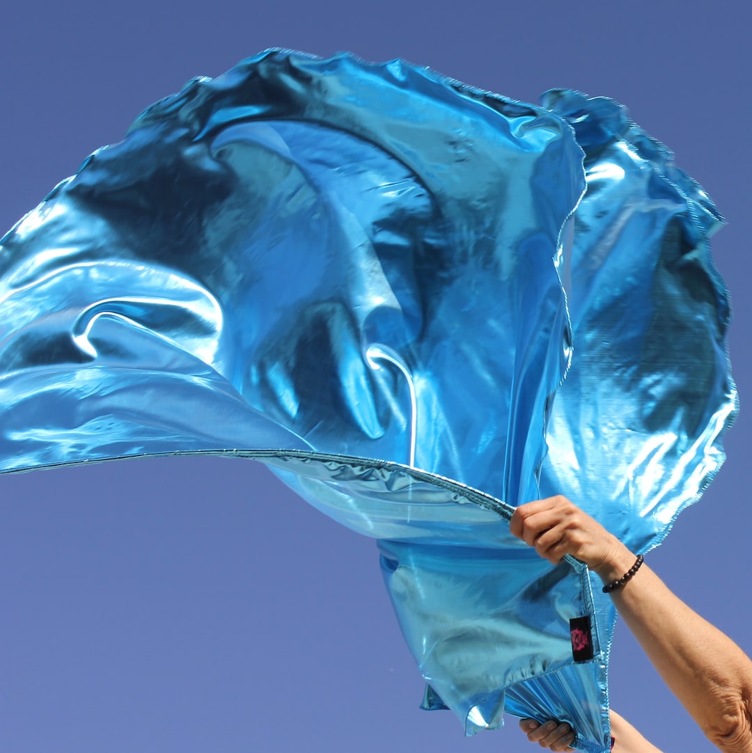 Metallic Aqua Blue 'wave Upon Wave' Praise Dance Worship Flag Set of 2 ...