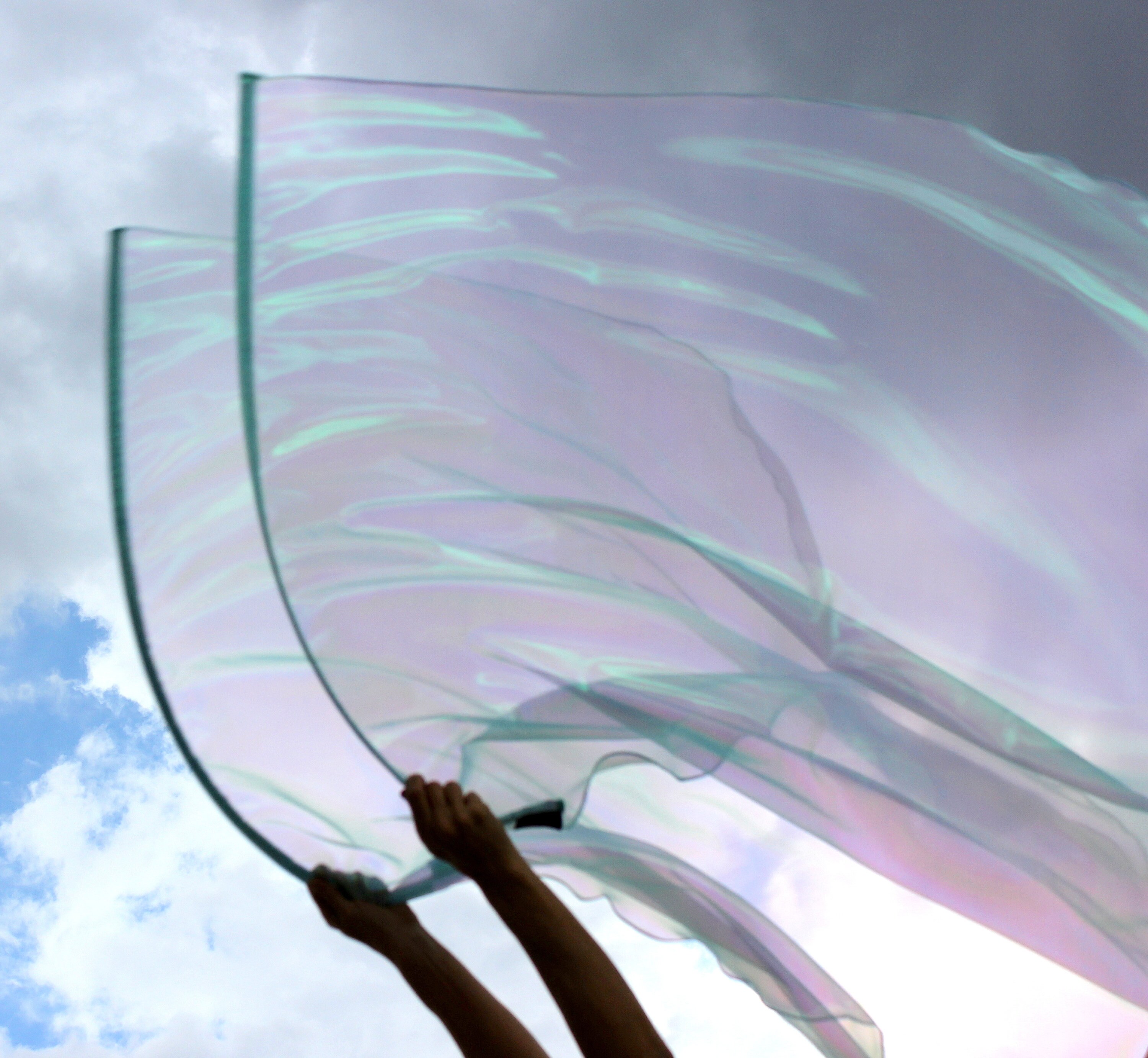 Iridescent Aqua Blue 'ruah' Breath of God Light Pearl Opalescent Sheer ...