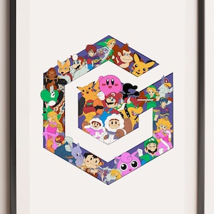 Super Smash Bros Melee Wall Art Gamecuber Poster Illustration Nintendo ...