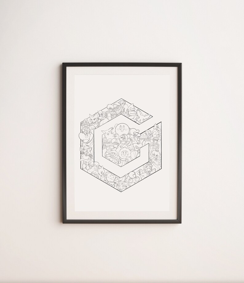 Super Smash Bros Melee Wall Art Gamecuber Poster Illustration Nintendo ...