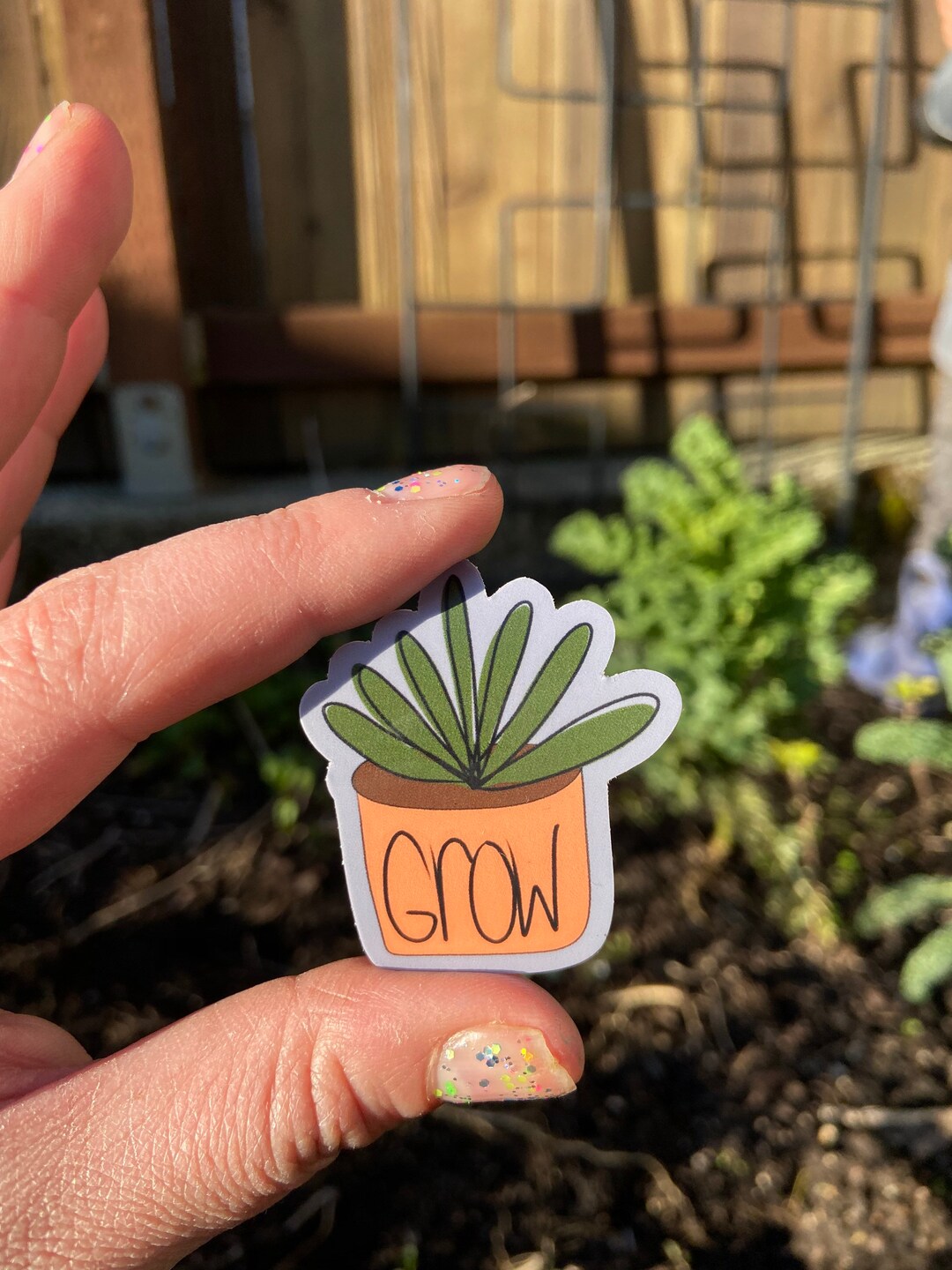 Small Plant “grow” Sticker - Etsy Norway