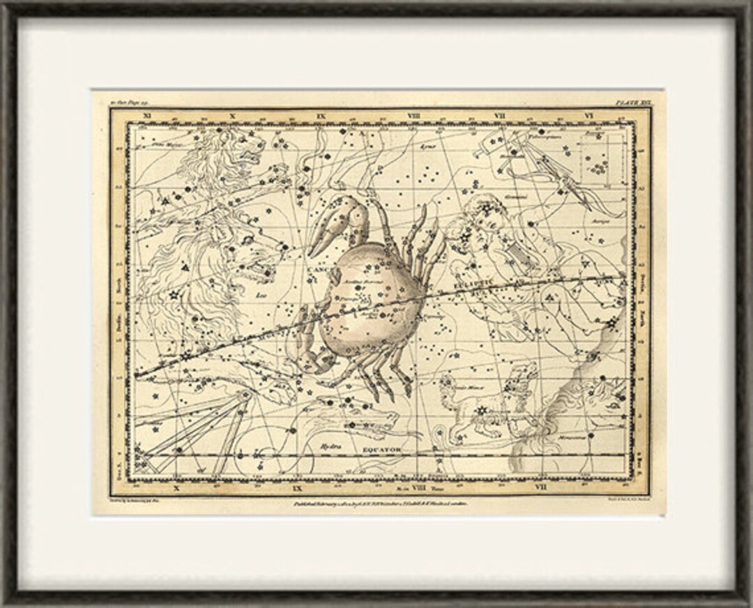 Cancer Zodiac Print Astrology Art Signs of the Zodiac Star Map Sky Map ...