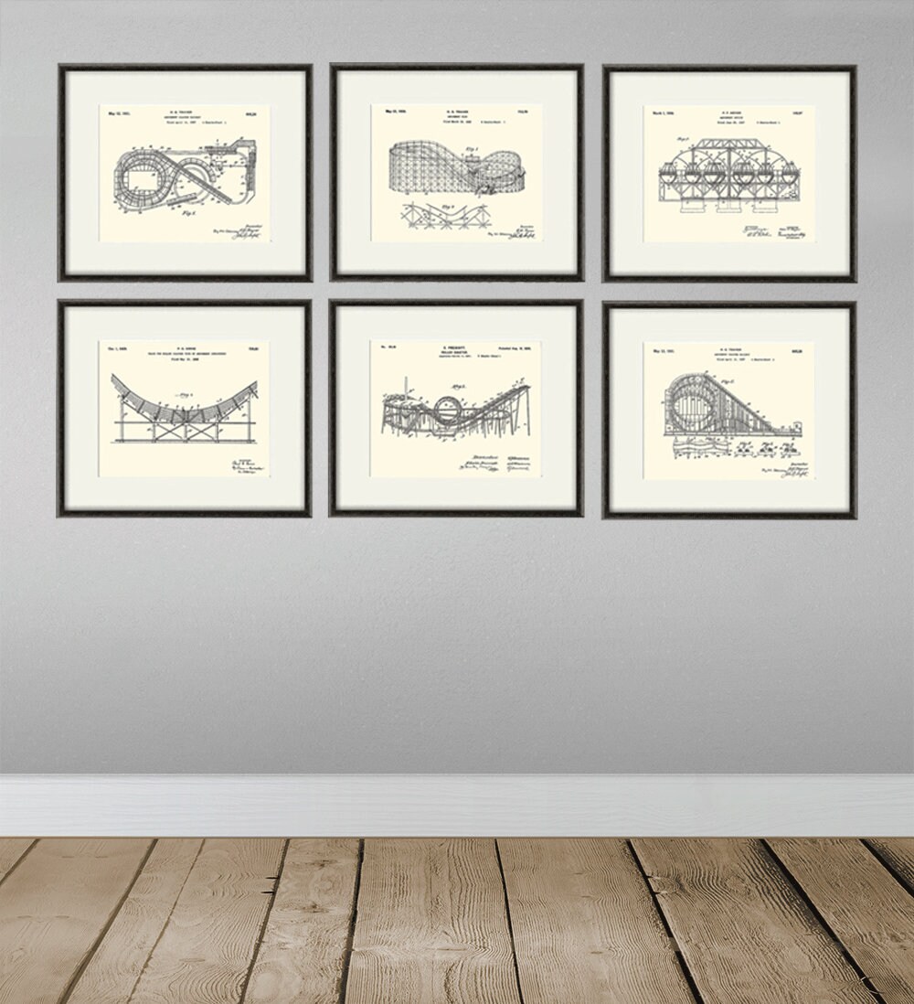 Roller Coaster Patent art print carnival art carnival decor | Etsy