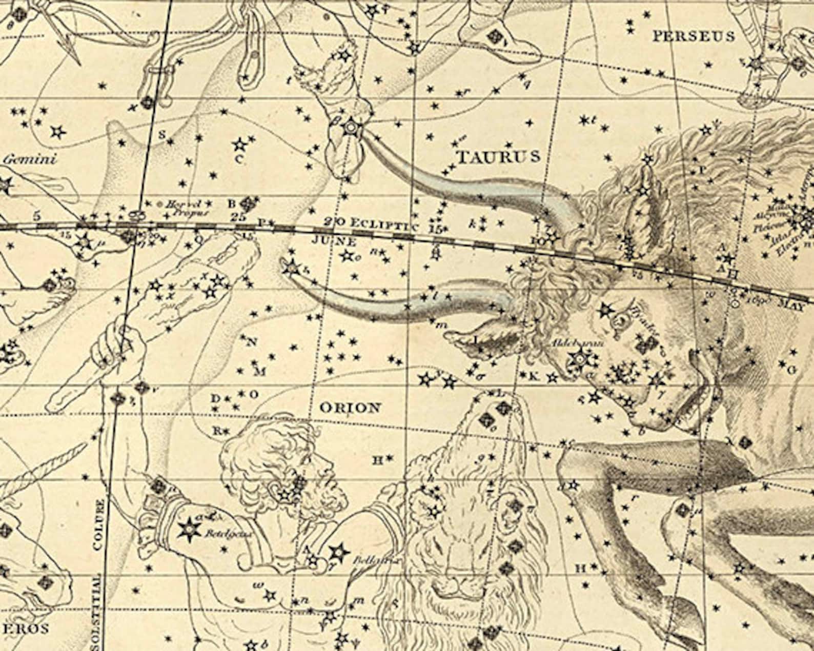 Constellation Taurus Zodiac Celestial Art Star Map Old Prints | Etsy