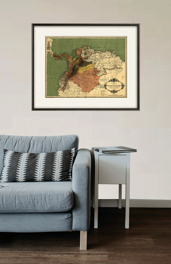 Colombia map print map vintage old maps Antique map poster map wall ...
