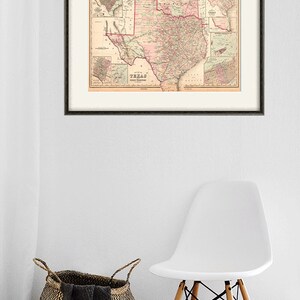 Texas State Map Print Map Vintage Old Maps Antique Prints Poster Map ...