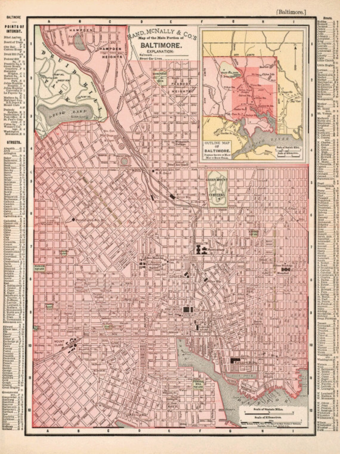 Baltimore Map Print Map Vintage Old Map Antique Prints Poster - Etsy