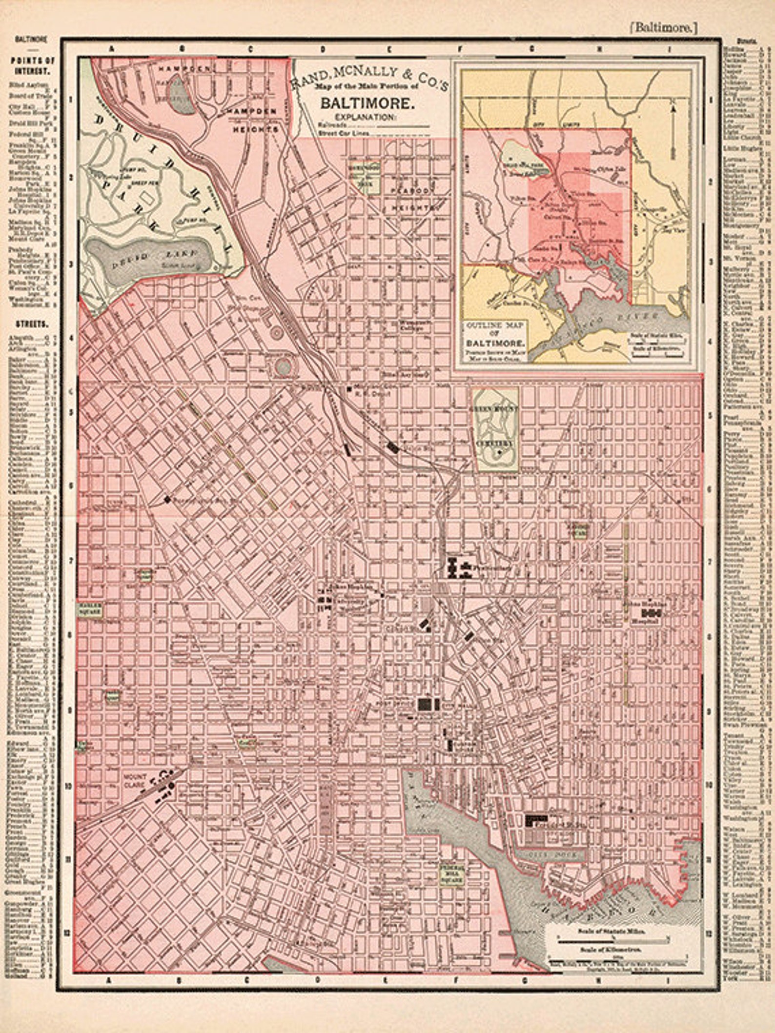 Baltimore Map Print Map Vintage Old Map Antique Prints Poster - Etsy