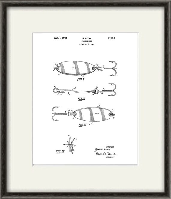 Fishing Lure Art Patent Art Print Fishing Art Print Patent | Etsy