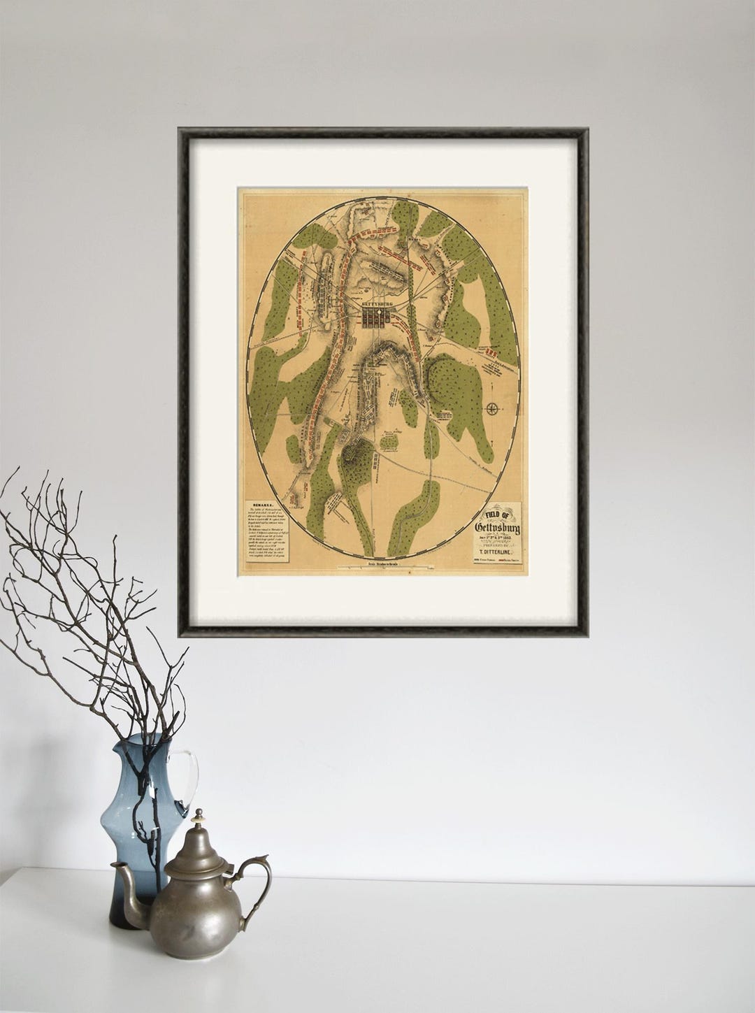 Civil War Map Print Map Vintage Old Maps Antique Prints Poster Map Wall ...