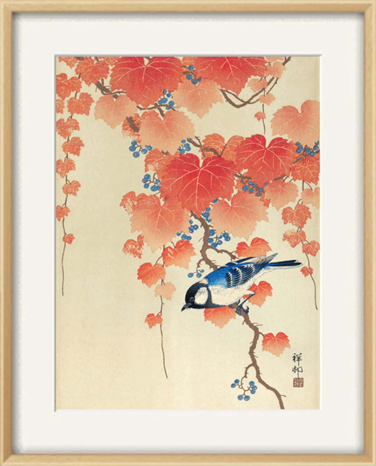 Japanese bird art print Japanese art print poster bird decor | Etsy