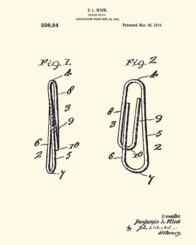 Paper Clip Art Patent Art Print Secretary Gift Paper Clip - Etsy