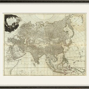 Asia Map Print Map Vintage Old Maps Antique Prints Poster Map Wall ...