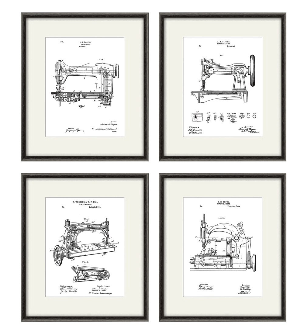 Sewing Machine Art Patent Print Sewing Print Patent Poster | Etsy