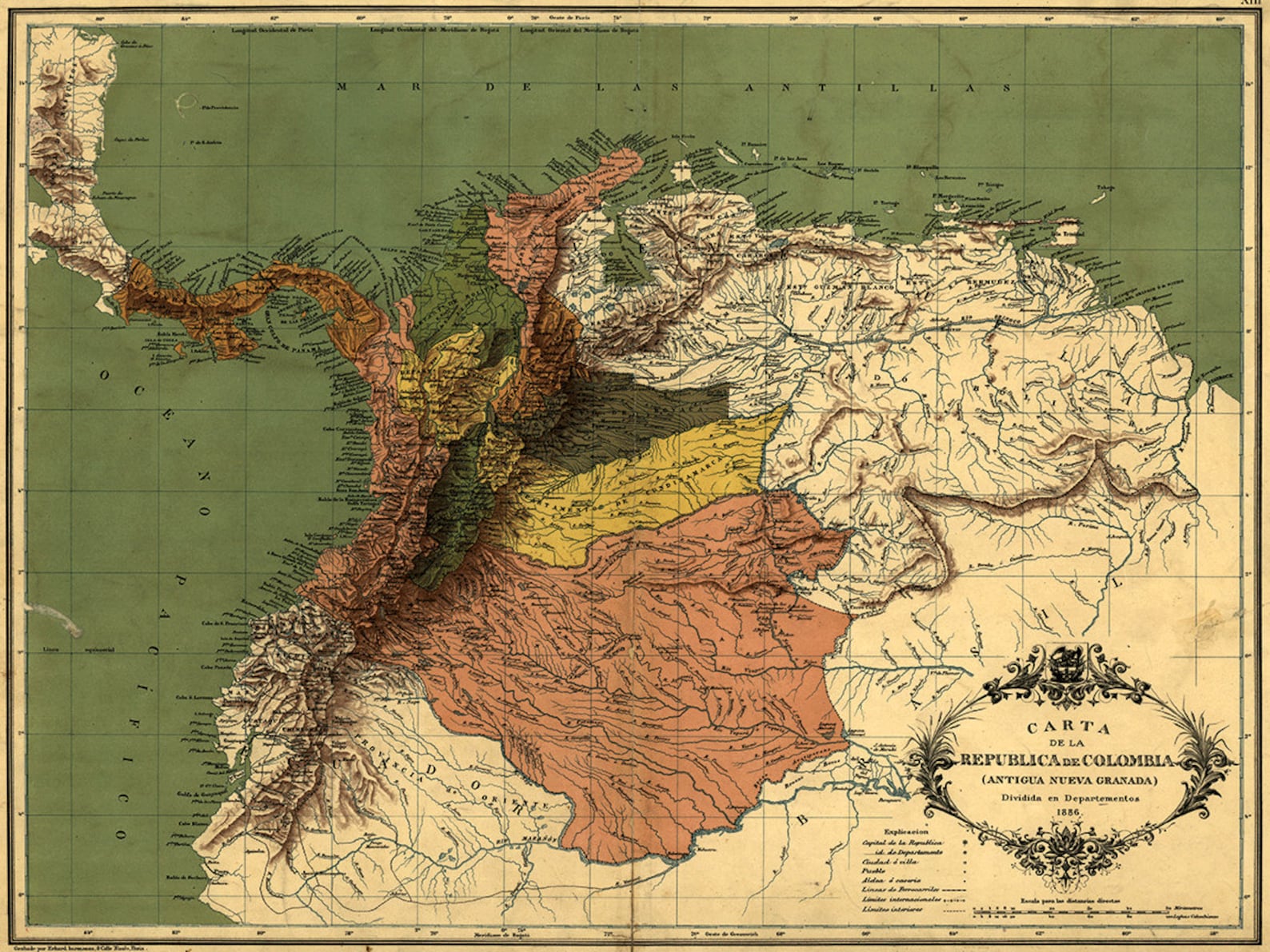 Colombia map print map vintage old maps Antique map poster map | Etsy