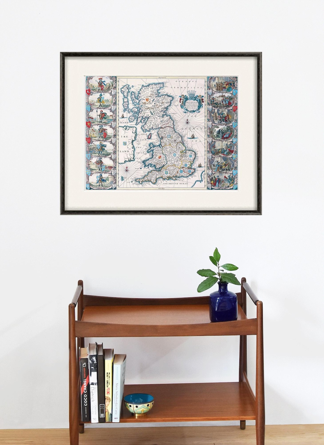 England Map Print UK Map Vintage Old Maps Antique Map Poster Map Wall ...