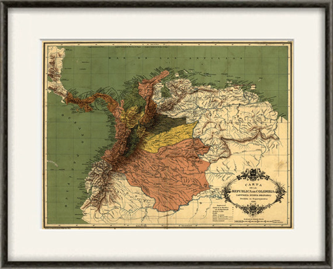 Colombia Map Print Map Vintage Old Maps Antique Map Poster Map Wall ...