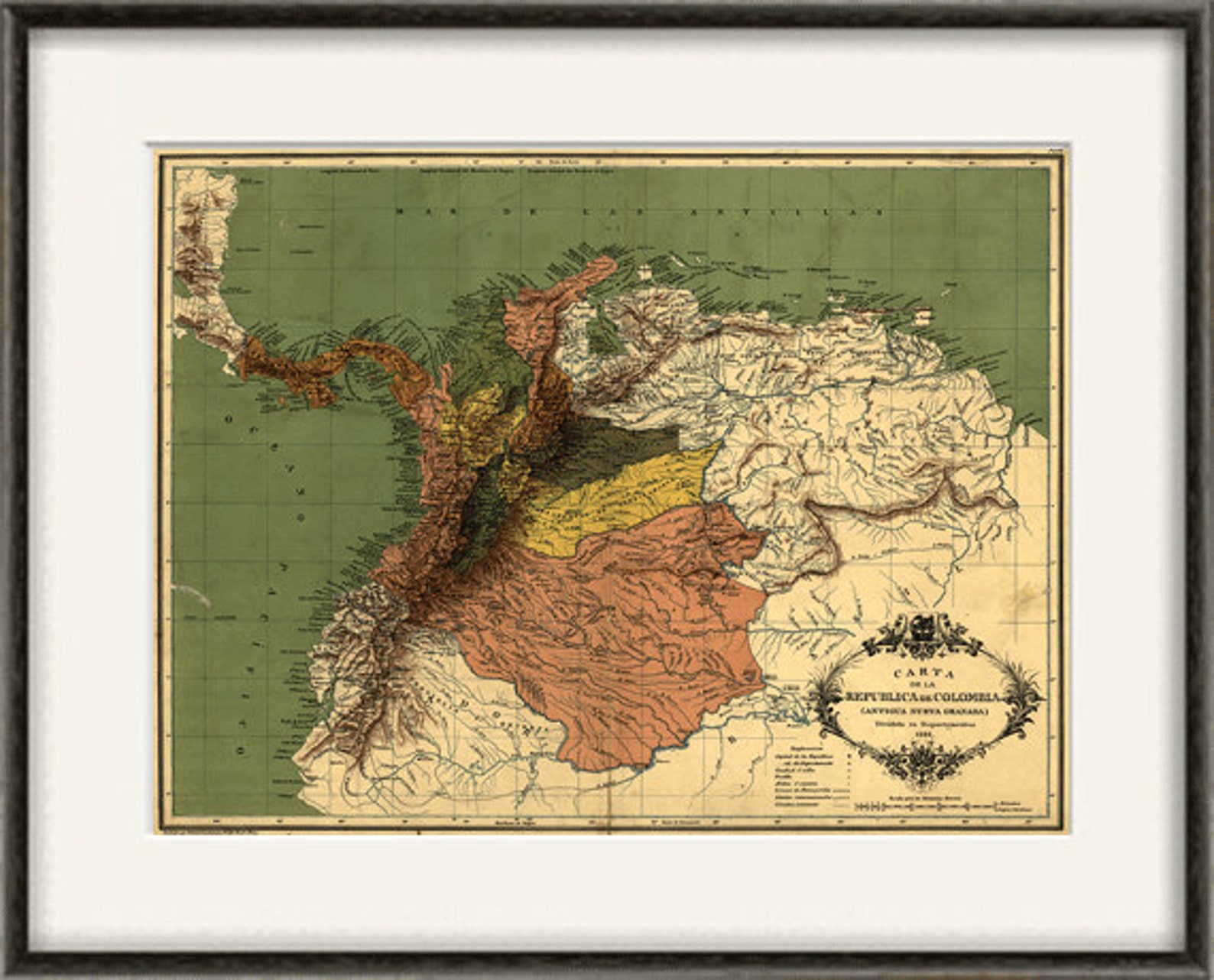 Colombia Map Print Map Vintage Old Maps Antique Map Poster Map - Etsy