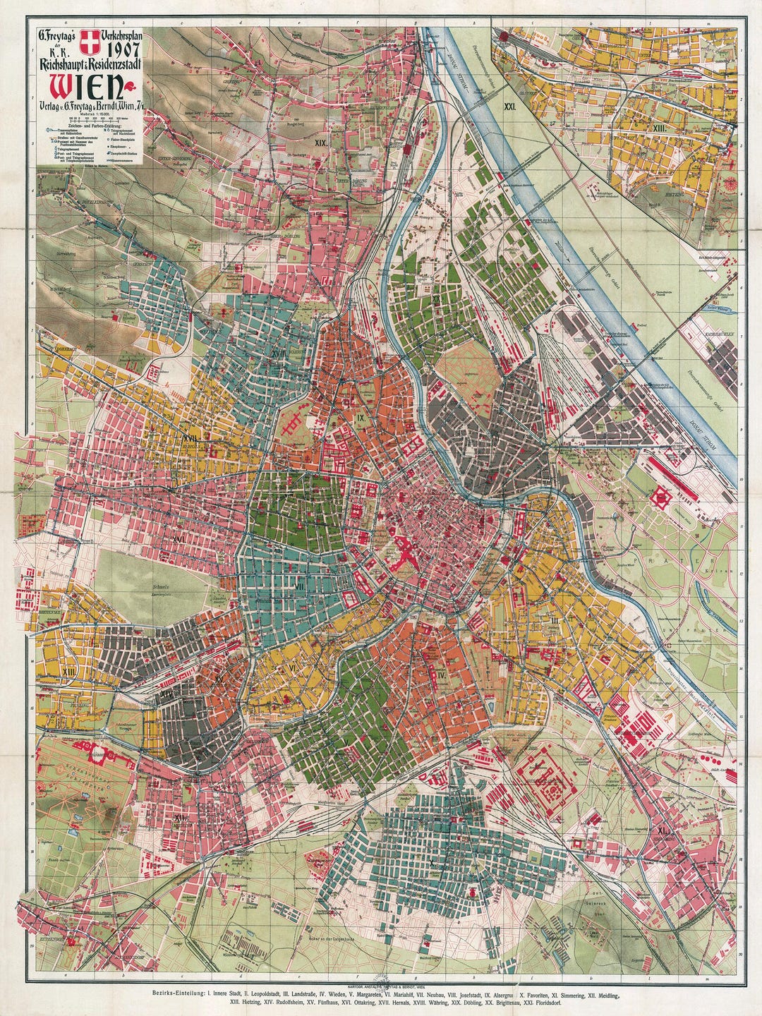 Antique Vienna Map Print Map Vintage Old Maps Antique Map Poster Map ...