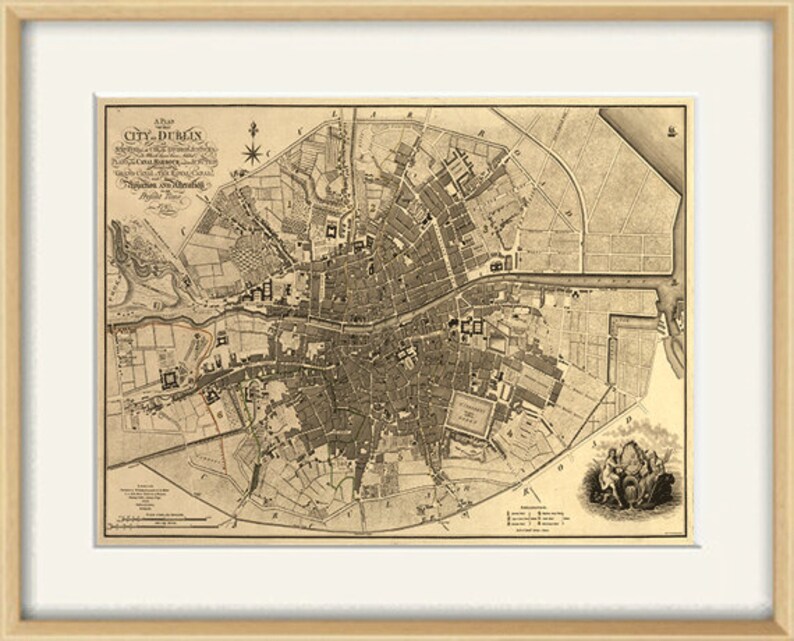 Dublin map print map vintage old maps Antique map poster map | Etsy